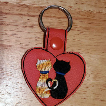 In The Hoop Loveable Cat Key Fob Embroidery Machine Design - Newfound ...