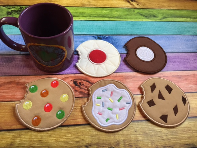In The Hoop 10 Piece Cookie Coaster Embroidery Machine Design Set ...