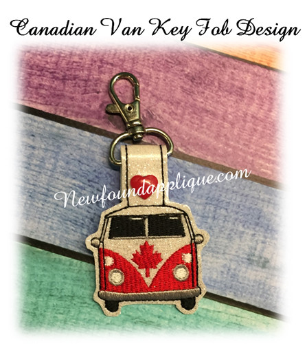 In The Hoop Peace Van Key Fob Embroidery Machine Design