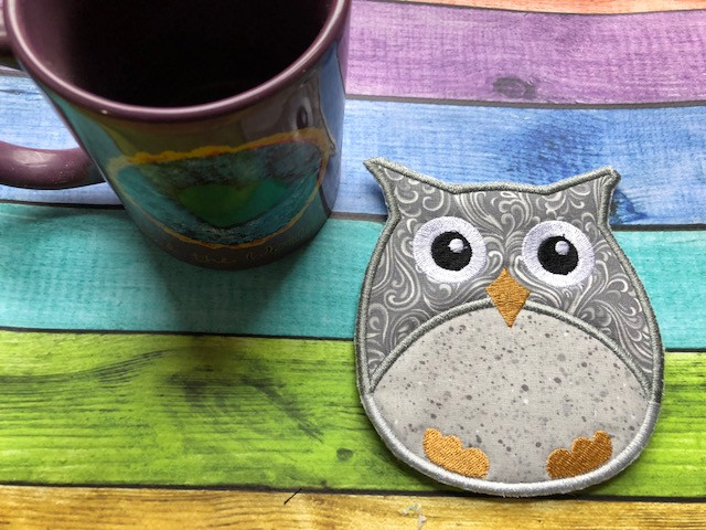 Owl Coaster Embroidery Design | In The Hoop