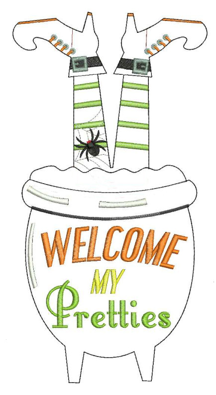 In The Hoop "Welcome My Pretties" Witch Sign Embroidery Machine Design ...