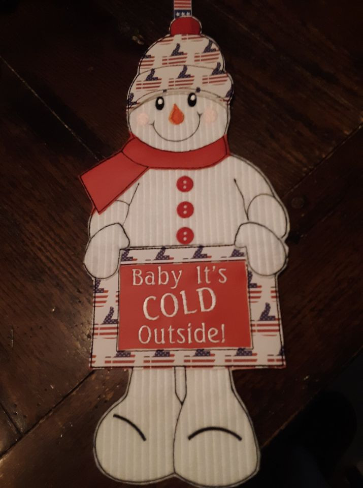 Baby It's Cold Outside" Snowman Embroidery Design