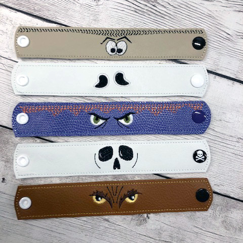 Halloween Wrist Band Embroidery Machine Design Set 2