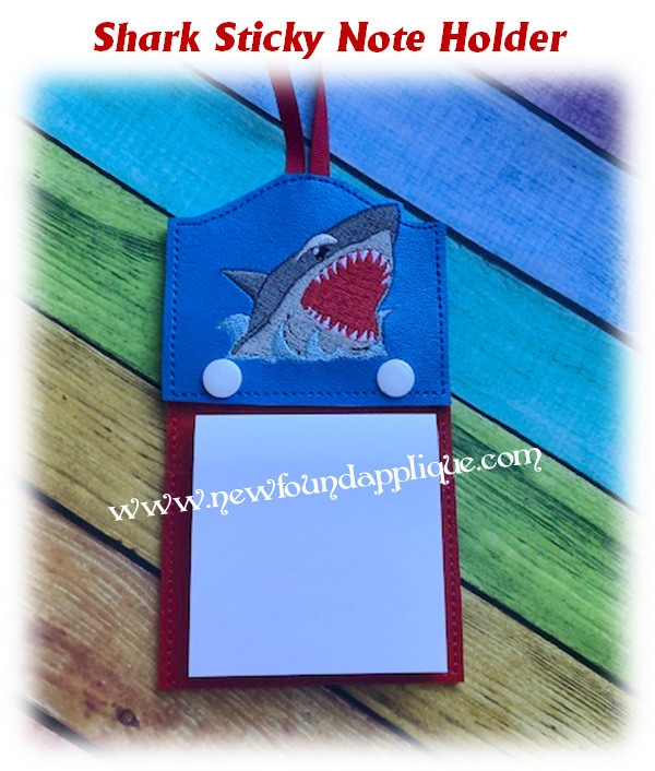Shark Sticky Note Holder Embroidery Machine Design