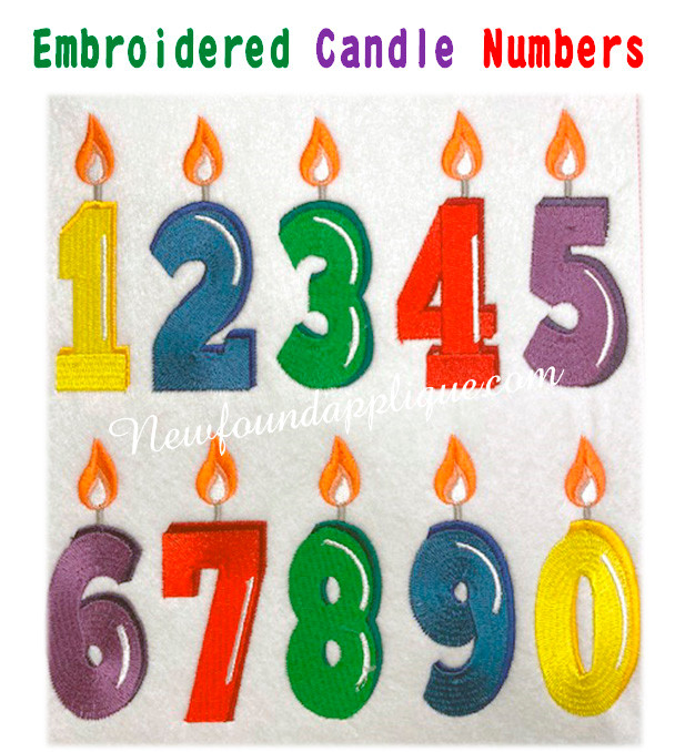 Embroidered Candle Numbers Set Embroidery Machine Design - Newfound ...