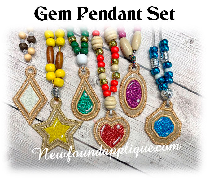 Gem Pendant Set Embroidery Machine Designs