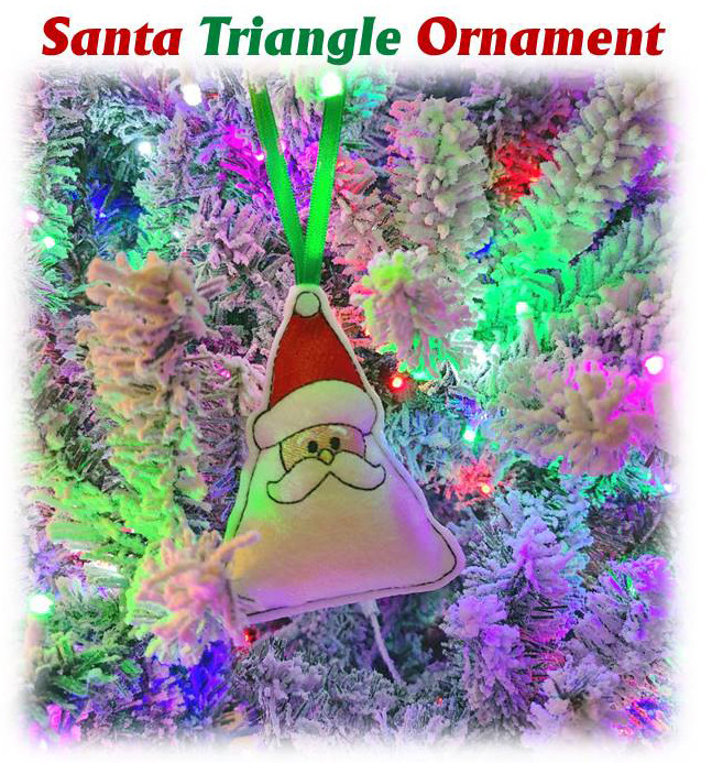 In The Hoop Santa Triangle Ornament - Embroidery Design