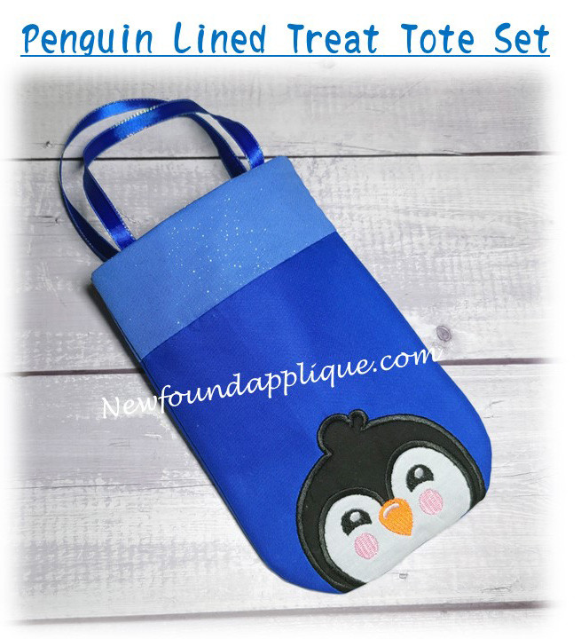 ITH Penguin Lined Treat Bag Embroidery Machine Design Set