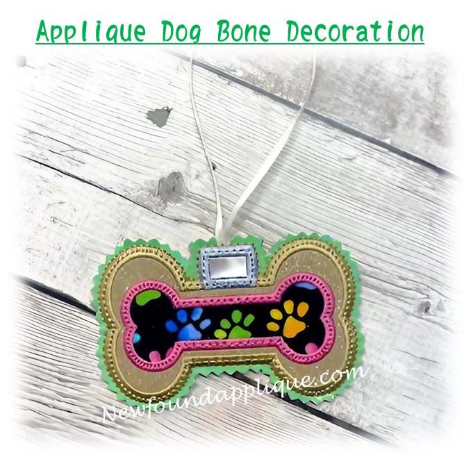 In The Hoop Dog Bone Decoration Embriodery Machine Design