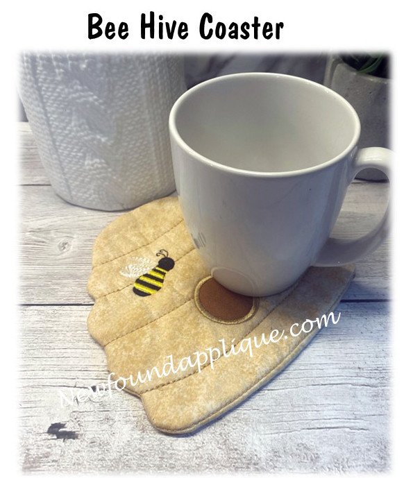 Bee Hive Coaster Embroidery Machine Design