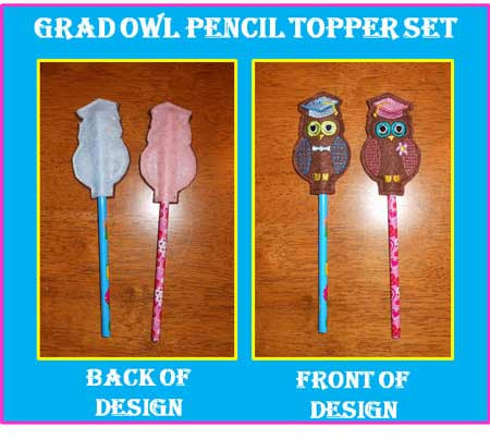 Graduation Owl Pencil Topper Set - Newfound Applique