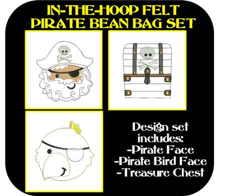 Pirate Bean Bag ITH Set - Fun Embroidery Machine Design