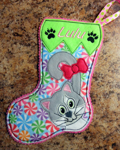 IN The Hoop Cat Stocking 3 Embroidery Machine Design - Newfound Applique
