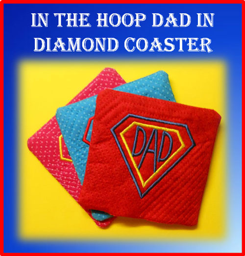 In The Hoop Dog Dad Coaster Embroidery Machine Design - Newfound Applique