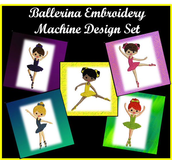 Ballerina Girl Embroidery Designs for Embroidery Machines - Newfound ...