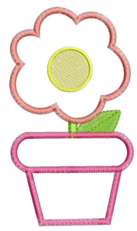 Flower in Pot Applique Embroidery Machine Design - Newfound Applique