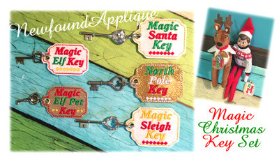 In The Hoop Magic Christmas Key Fob Embroidery Design Set
