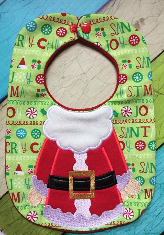 In the Hoop Santa Body Baby Bib Embroidery Machine Design - Newfound ...