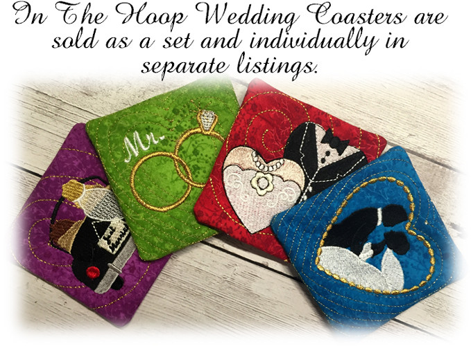 In The Hoop Wedding Ring Coaster Embroidery Machine Design - Newfound ...