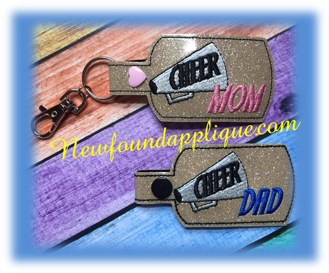 Cheer MOM, MUM, DAD Key Fob Set Embroidery Machine Designs