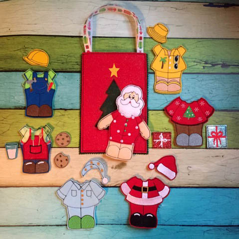In The Hoop Santa Dress Up Doll Embroidery Machine Design Set ...
