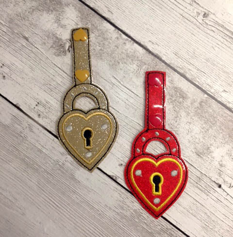 In The Hoop Heart With Lock Key Fob EMbroidery Machine Design ...