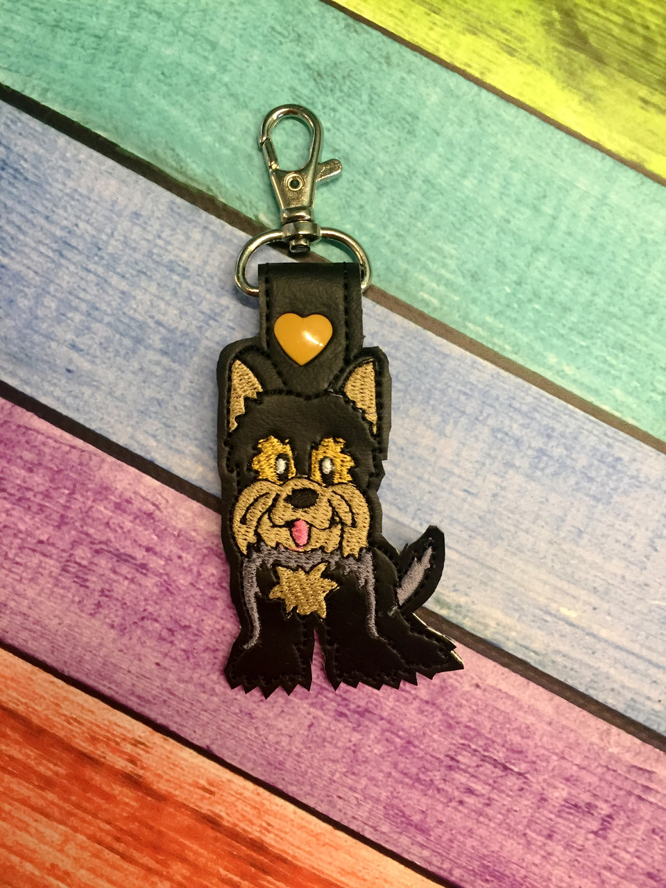 In the hoop Yorkshire Dog Key Fob Embroidey Machine Design - Newfound ...