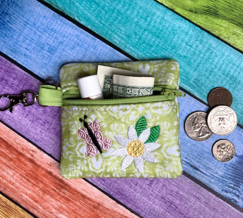 Spring Zipped Coin Purse Embroidery Design - In The Hoop