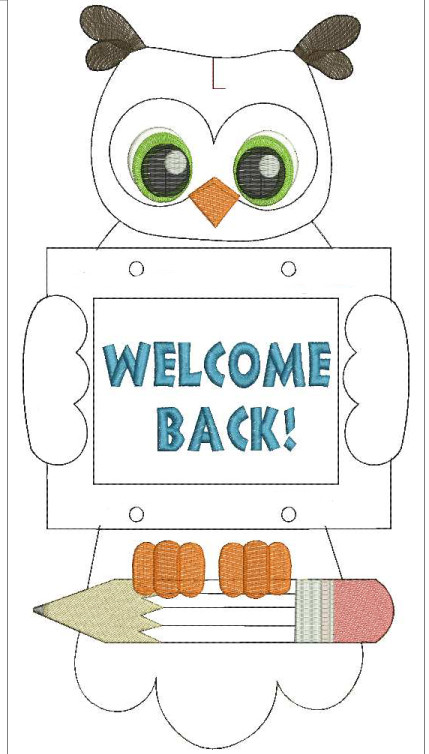 In The Hoop Owl School Sign Embroidery Machine Design Set - Newfound ...