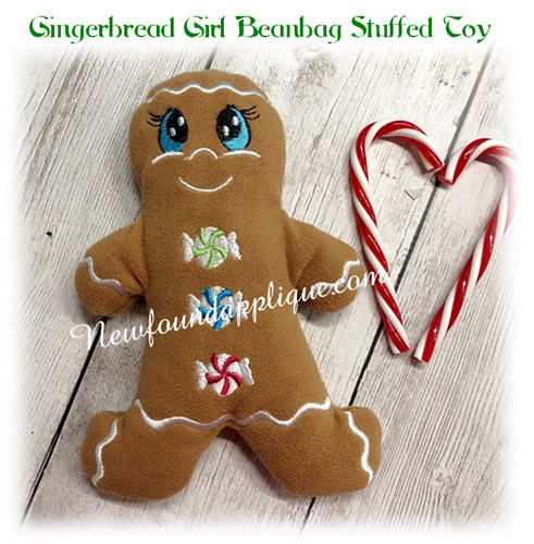Gingerbread Boy Beanbag Stuffie Toy embroidery Design