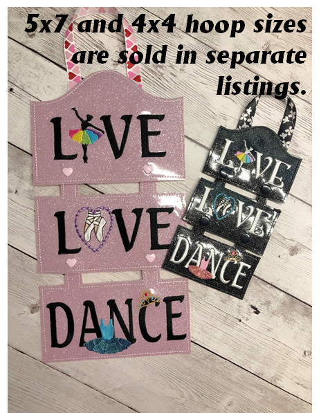 Live Love Dance 4x4 Sign Embroidery Design