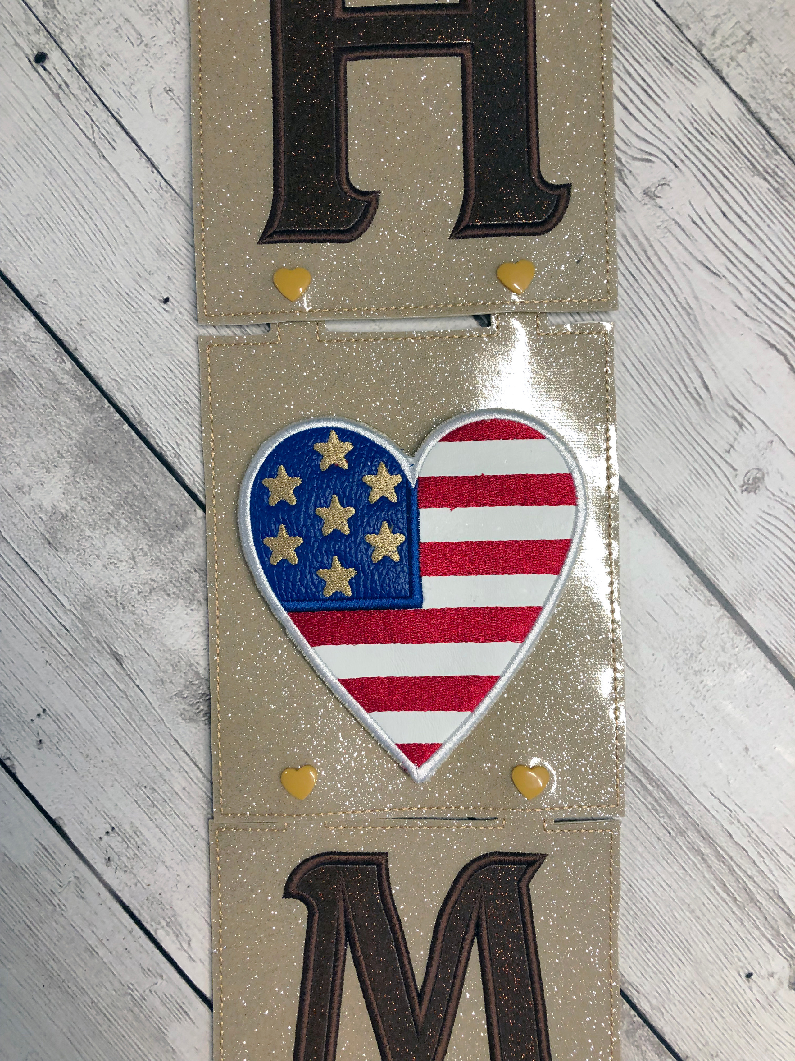 American Heart Snap On Decoration Embroidery Machine Design