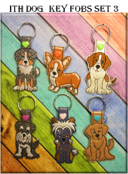 In The Hoop Dog Key Fob Set 3 Embroidery Machine Design Set