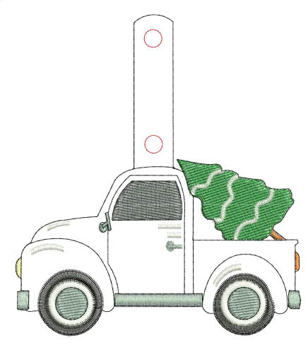 Christmas Truck Key Fob Embroidery Design - In The Hoop