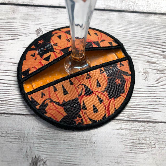 Wine Glass Stem Coaster Embroidery Machine Design