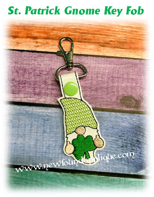 St Patrick Gnome Key Fob Embroidery machine Design