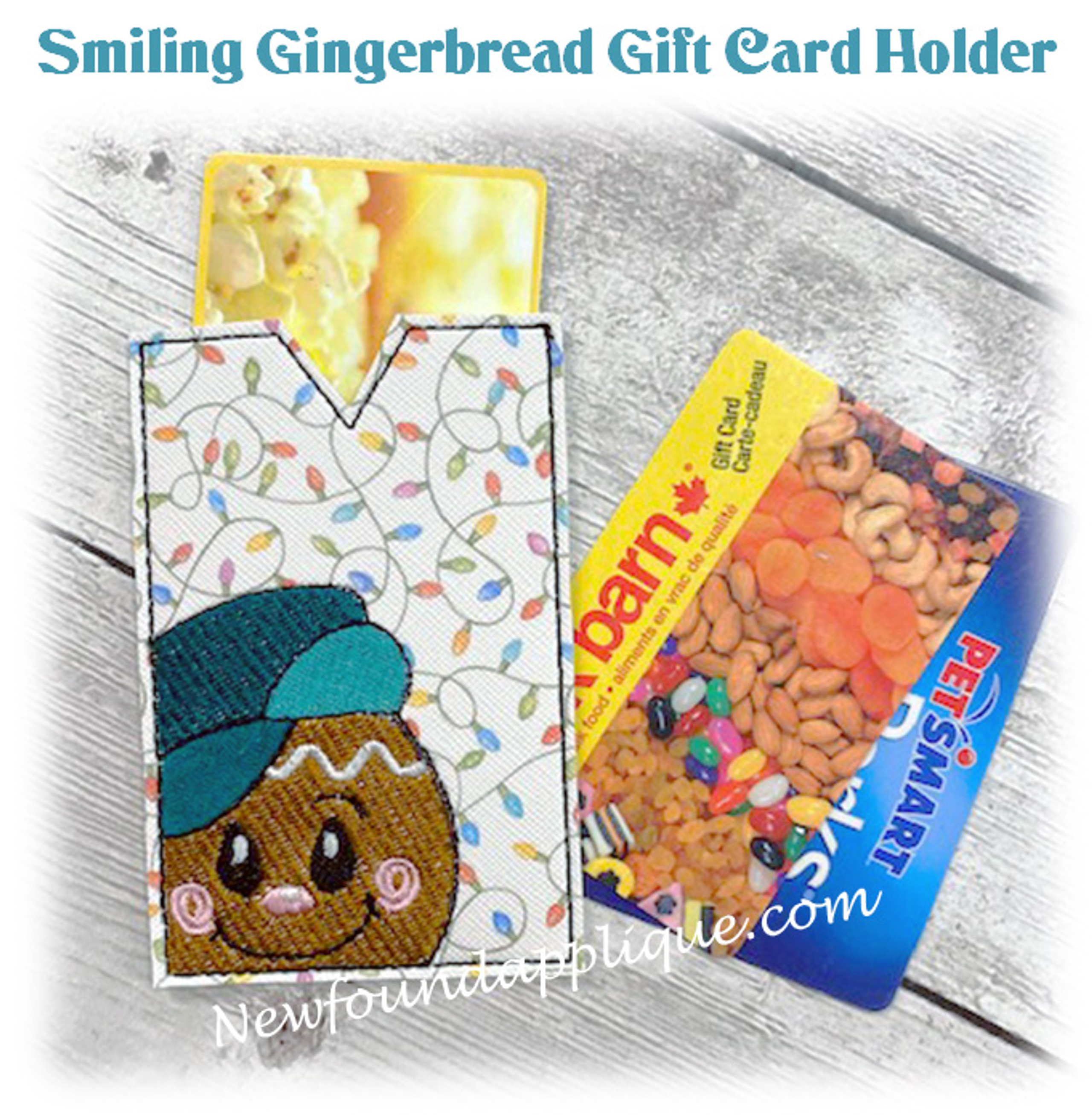 Smiling Gingerbread Gift Card Holder Embroidery Design
