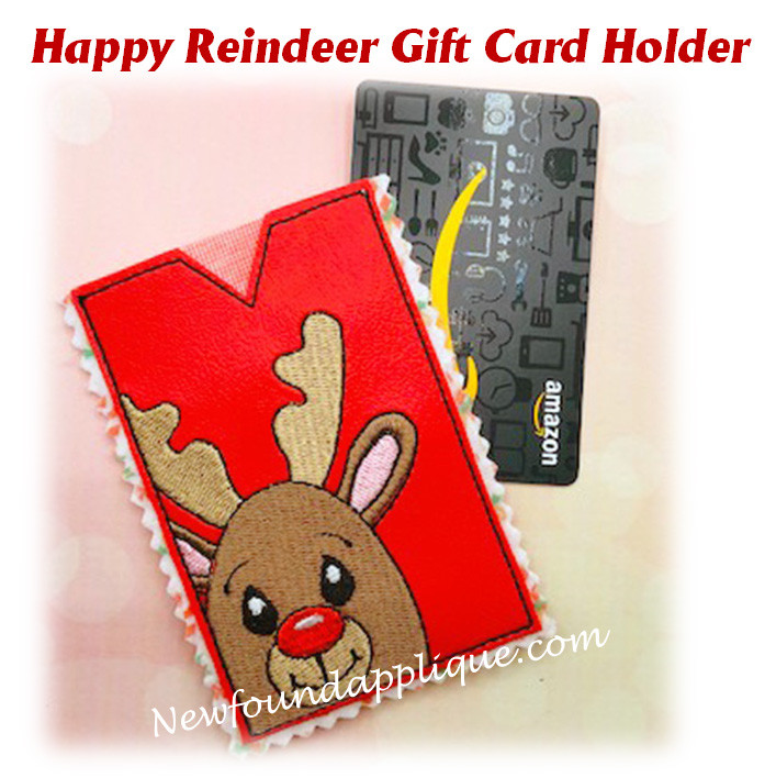 In The Hoop Happy Reindeer Gift Card Holder Embroidery Machine design ...