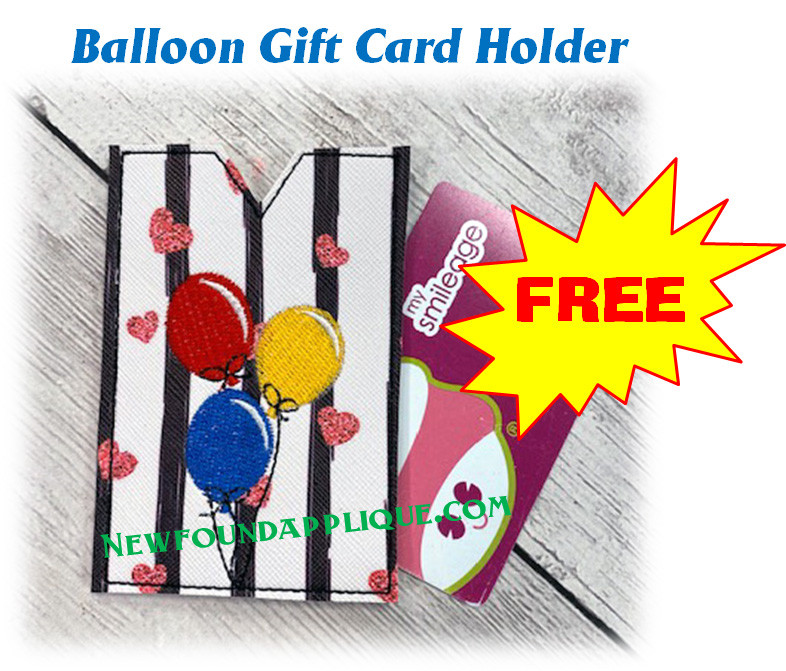 Balloon Gift Card Holder Embroidery Machine Design