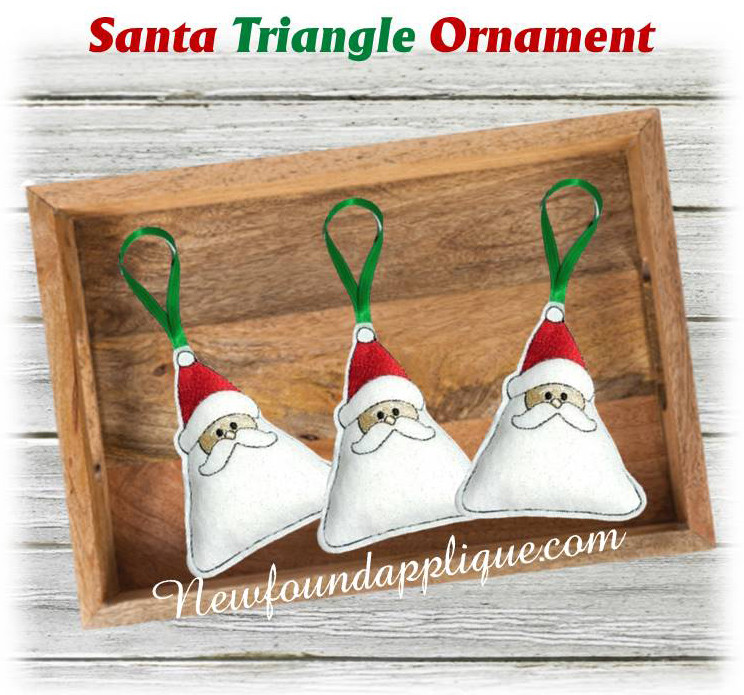 In The Hoop Santa Triangle Ornament - Embroidery Design