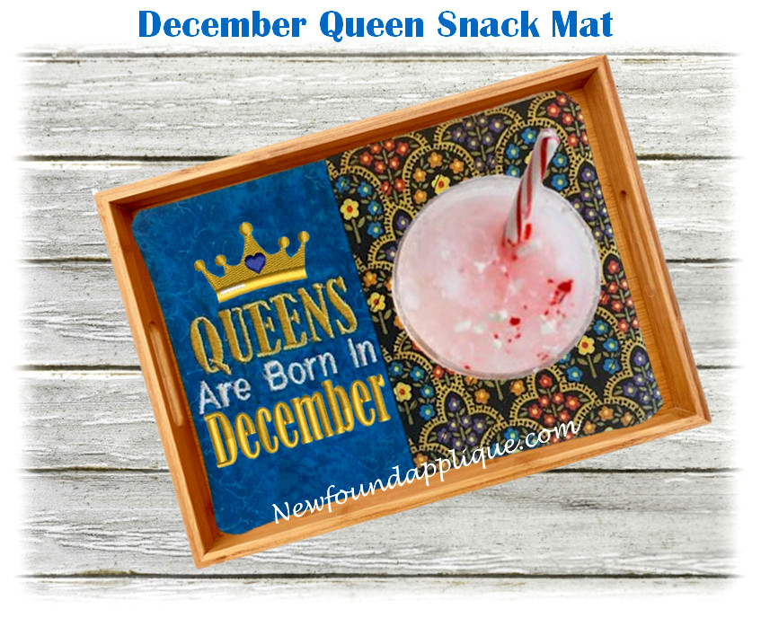 In The Hoop December Queen Snack Mat Embroidery Design