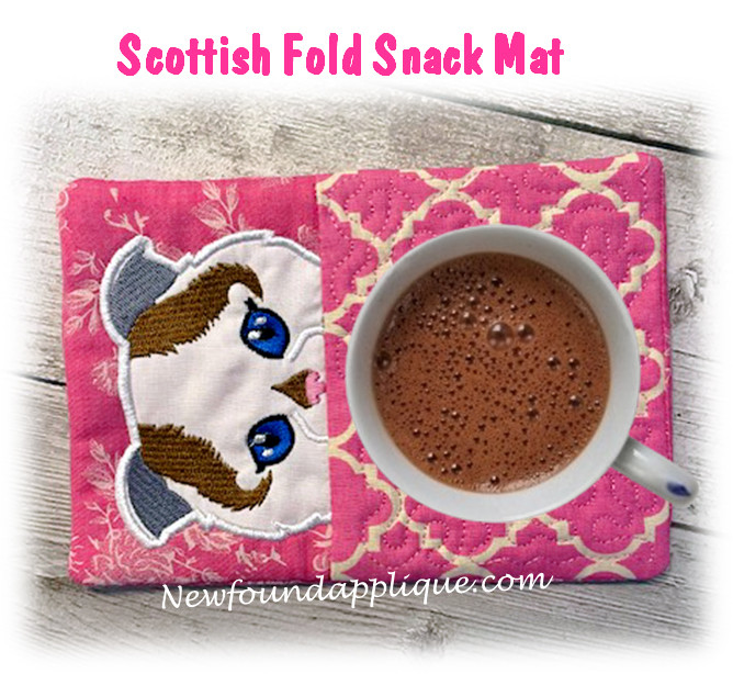 In The Hoop Cat Snack Mat Scottish Fold Machine Embroidery