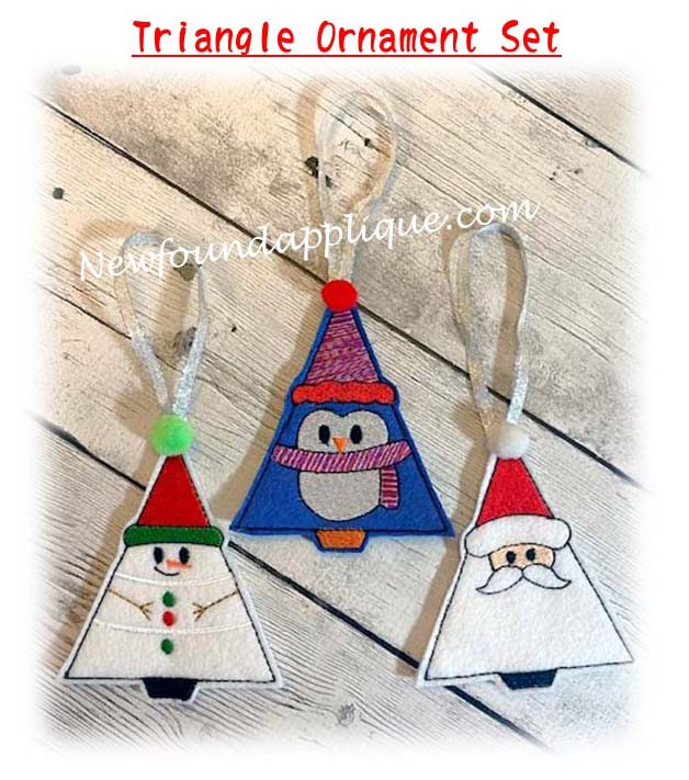 In The Hoop Santa Triangle Ornament - Embroidery Design