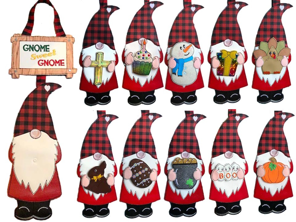 Gnome Wall Hanging Set Embroidery Machine Design
