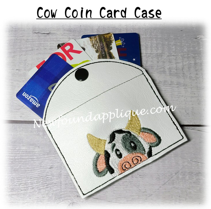 Cow Coin Card Case Embroidery Machine Design