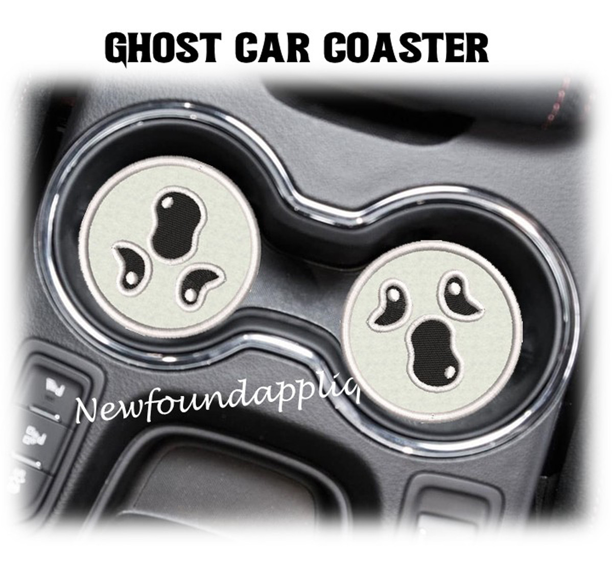 Ghost Car Coaster Embroidery Machine Design