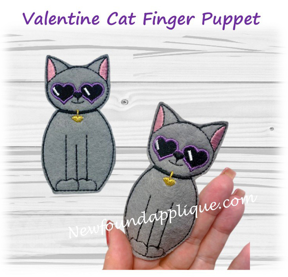 Cat Valentine Finger Puppet Embroidery Machine design