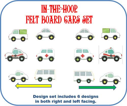 Felt Board Car Applique Design Set | Embroidery Patterns