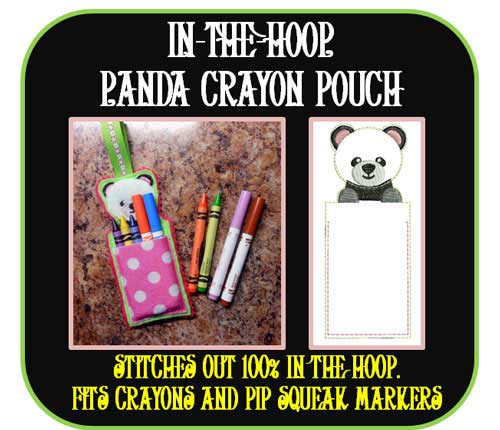 Panda Crayon Pouch In the Hoop design - Newfound Applique