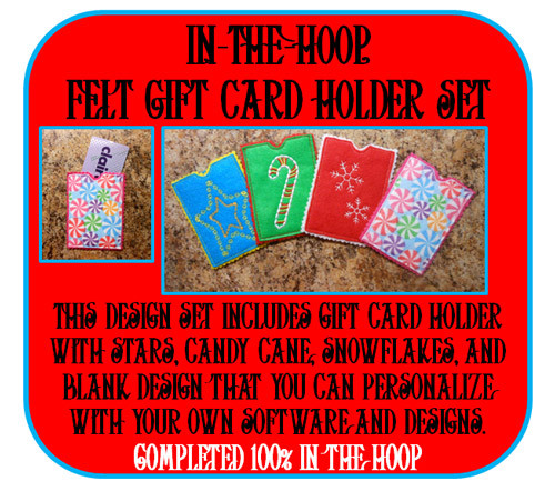 Christmas Faces Gift Card Holder Set Embroidery Designs